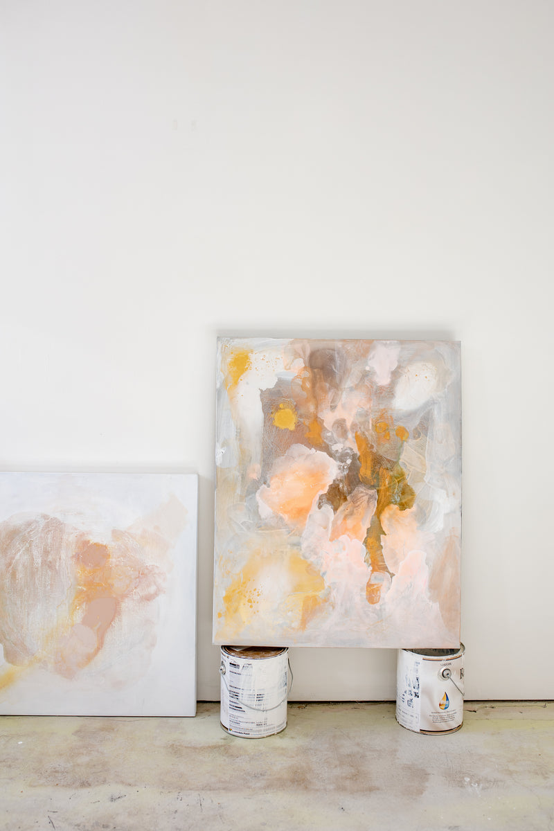 Warm Golden Coral Original Abstract Painting – Lisa Penz Art